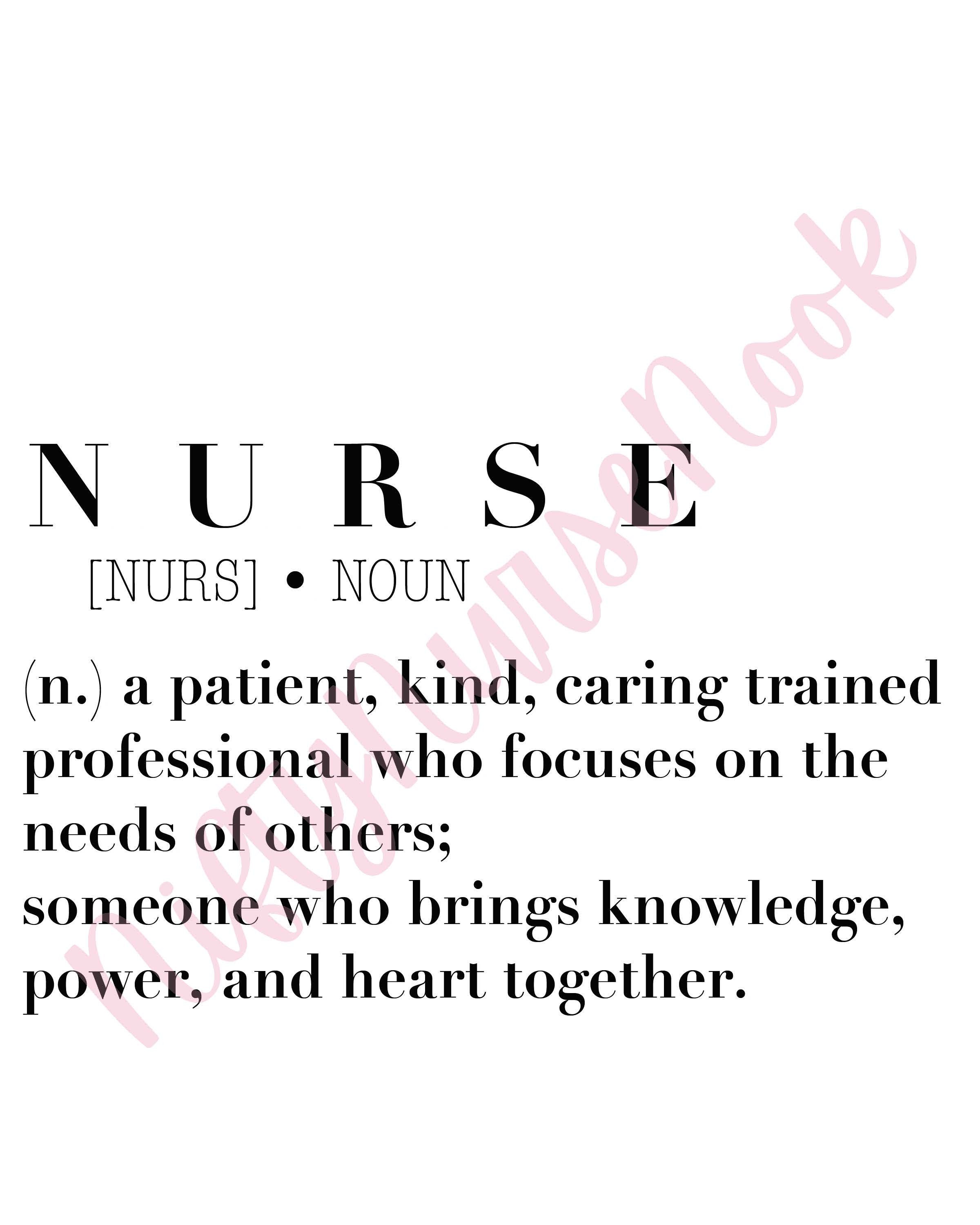Nurse Definition Printable Nurse Art Wall Art Nurse Gift Christmas Gift ...