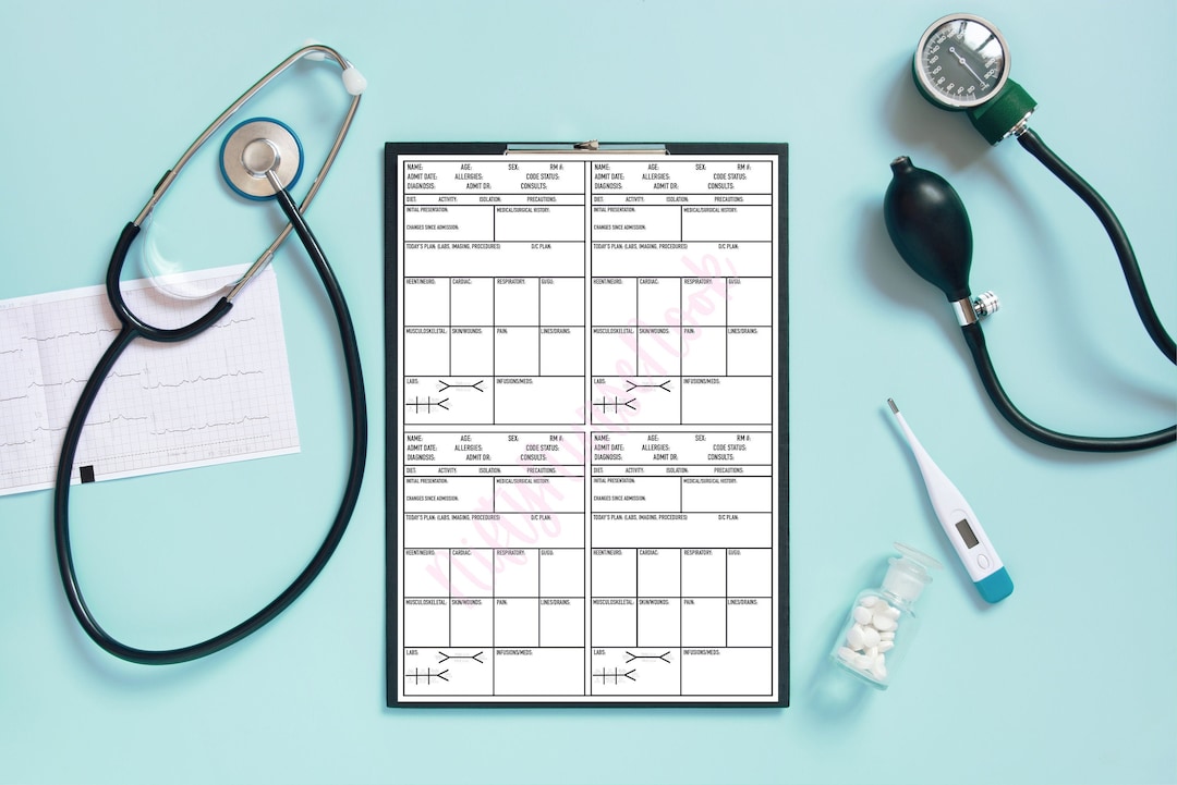 Nurse Report Sheet | Organizational Tool for Nurses | Nurse Brain, Med ...