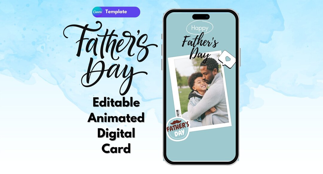 Father's Day Animated Greeting Card, Fathers Day Animated Video, Canva ...