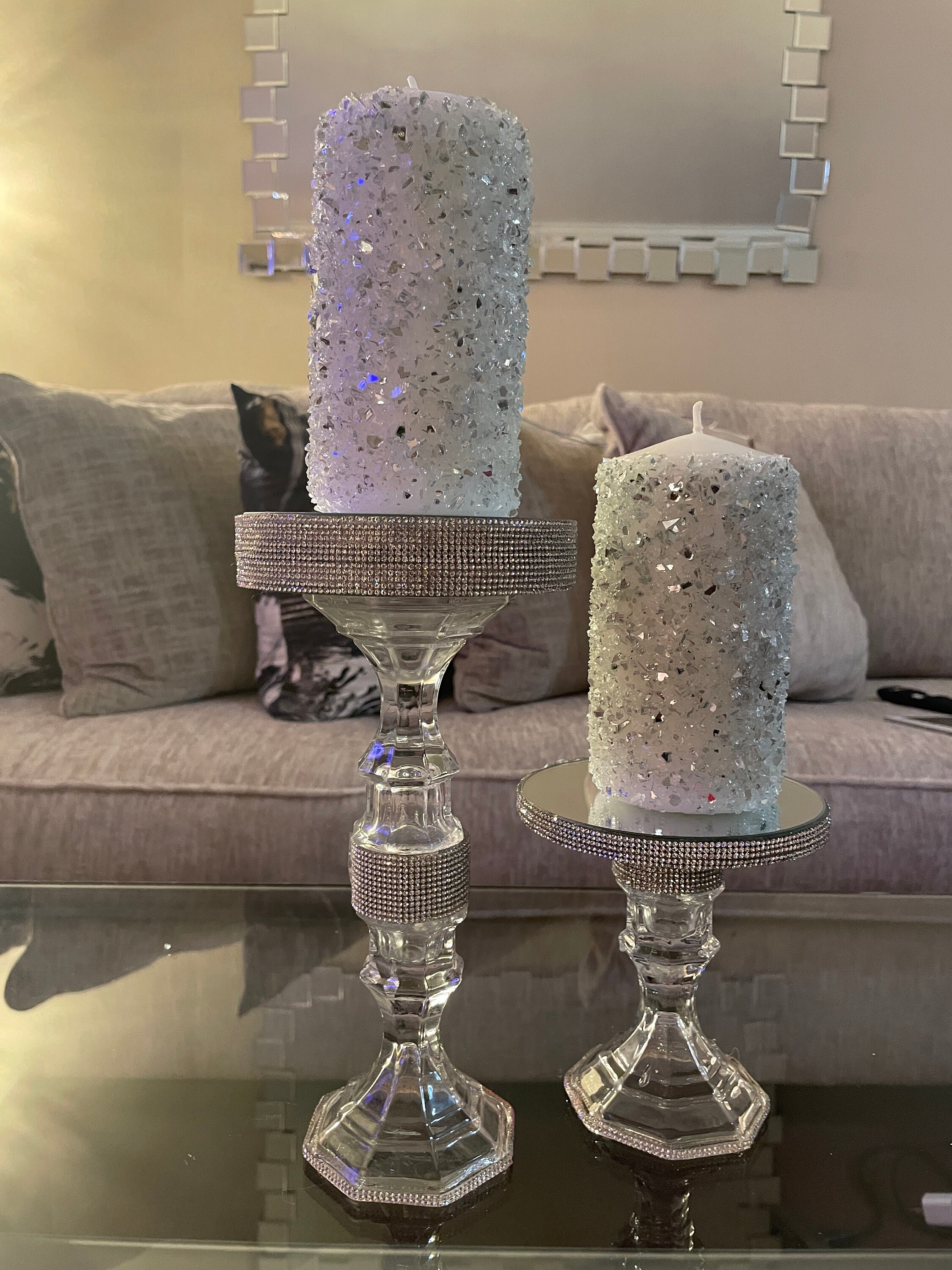 Bling Decorative Pillar Candles set of 2 - Etsy