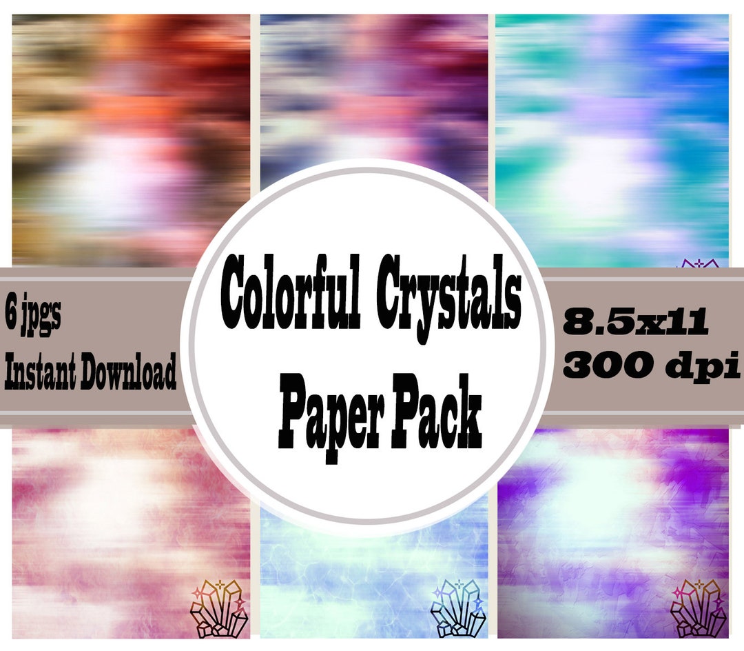 Colorful Abstract Crystals Digital Scrapbook Paper Pack, Digital Paper ...