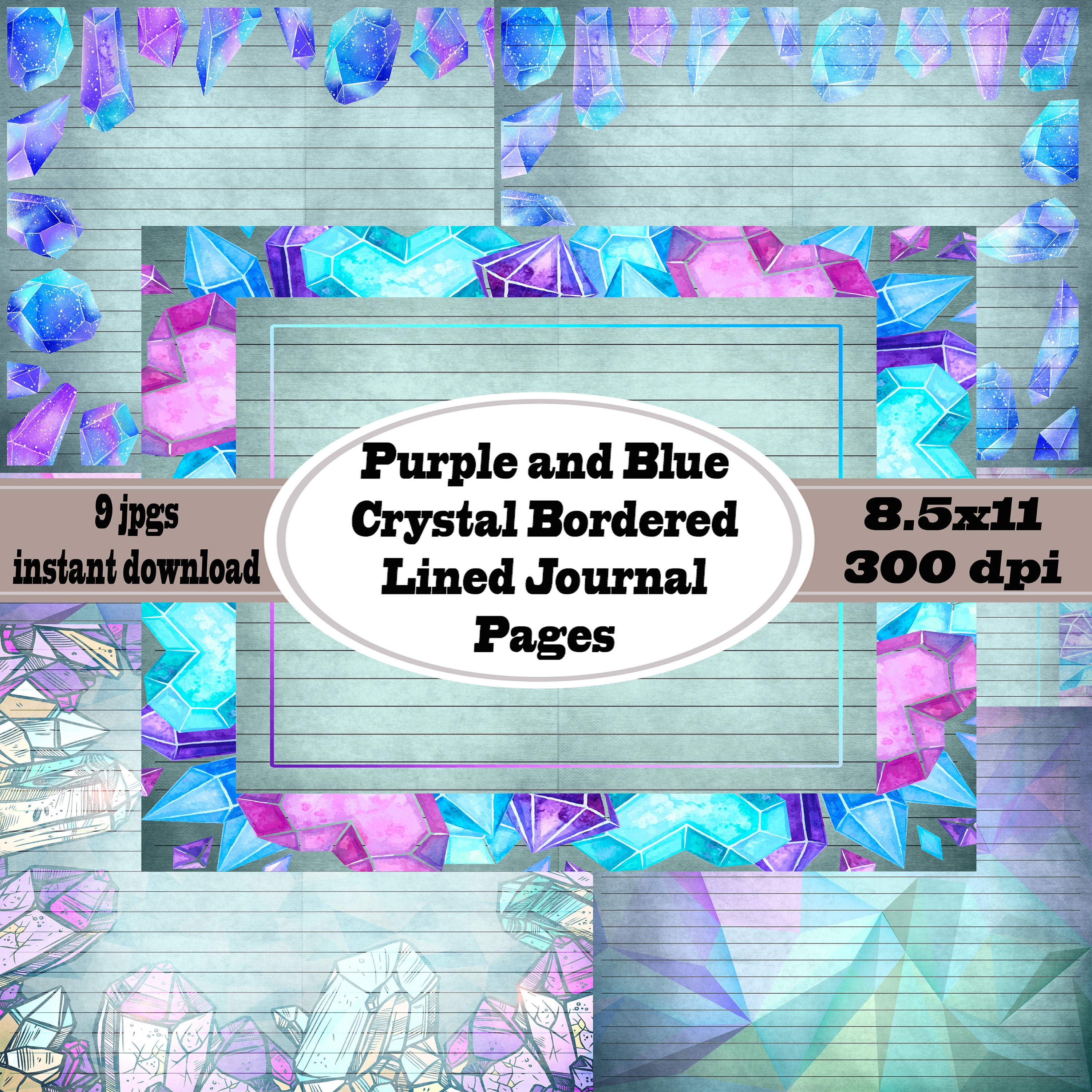 Lined Crystal Junk Journal Pages Digital Download, Printable Crystal ...
