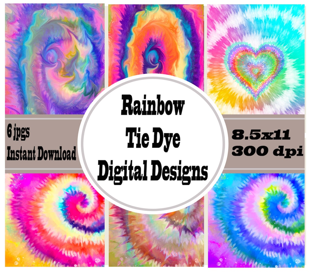 Tie Dye Digital Paper, Rainbow Tie Dye Patterns, Boho Printable Pattern ...