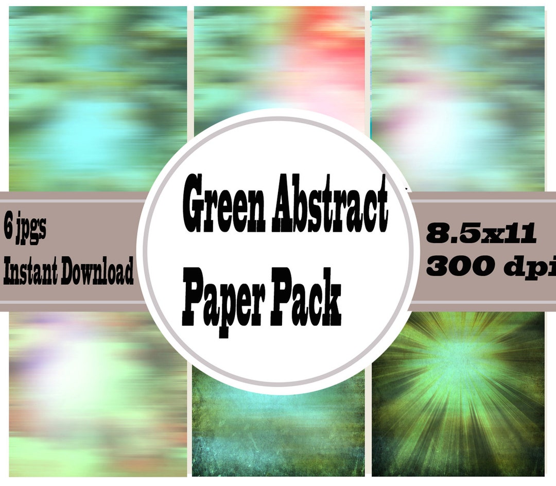 Green Abstract Digital Paper Pack, Instant Download, Digital Scrapbook ...
