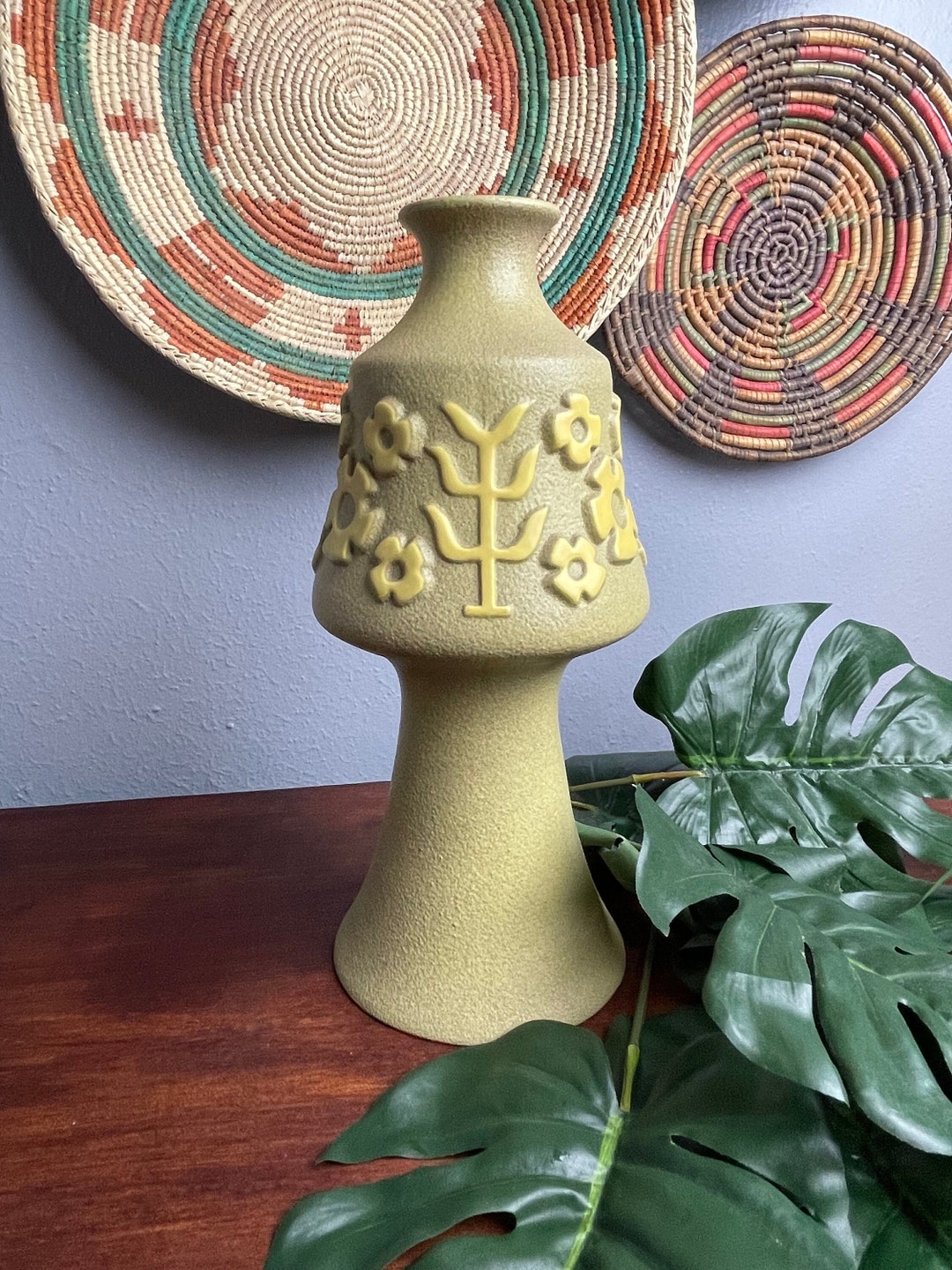 Stunning RARE MCM Textured Atomic Flower Power Hyalyn Pottery Vase 634 ...