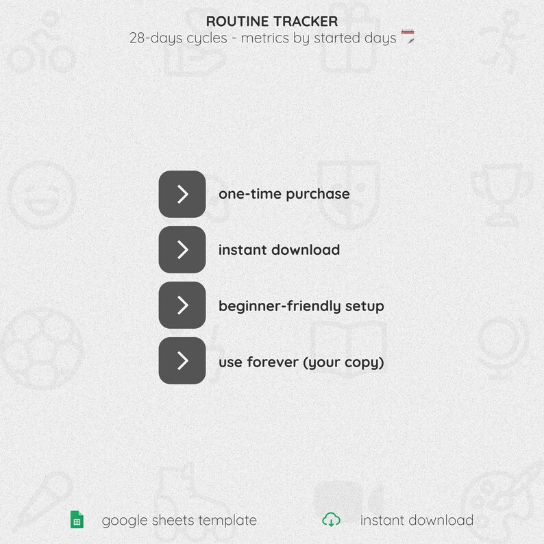 Routine Tracker Spreadsheet (google Sheets) | 28-day Cycles ...