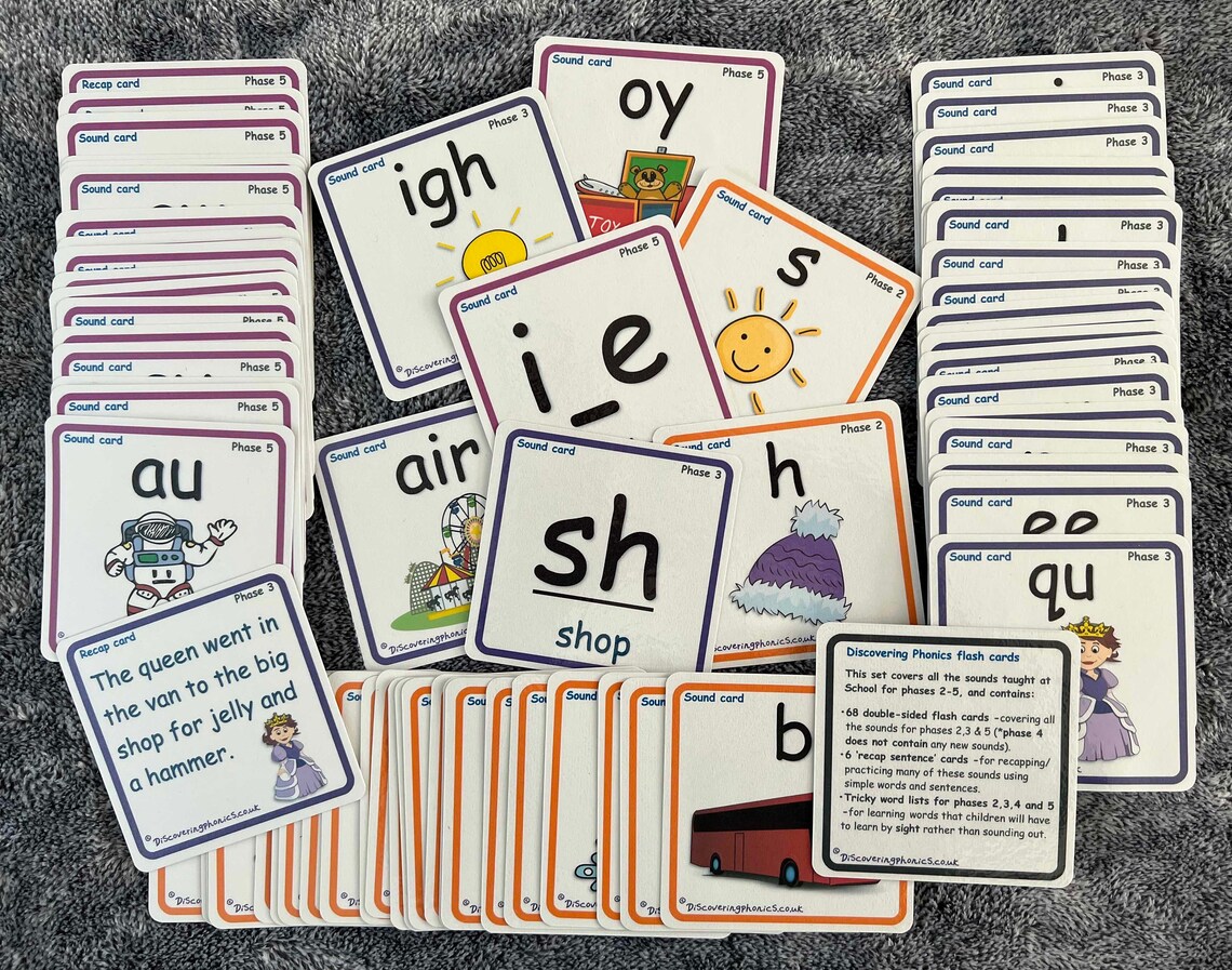 Phonics Flashcards Phase 2 3 and 5 - Etsy