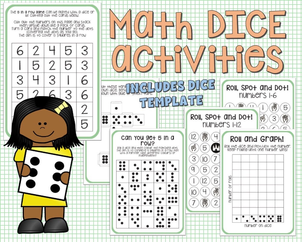 Math Dice Activity Pack - Etsy