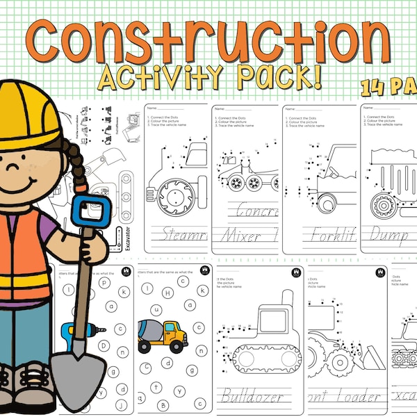 Construction Activity Pack - Etsy