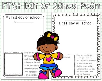 Back to School Handprint Poem / Kindergarten Pre-k Daycare Pre-school ...