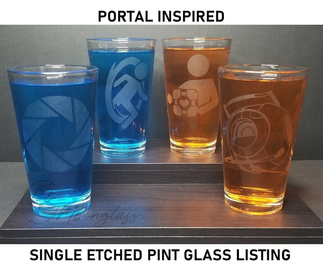 Portal Etched Pint Glass - Gift for Gamers - Cube - Core - SPAAACCCEEE ...