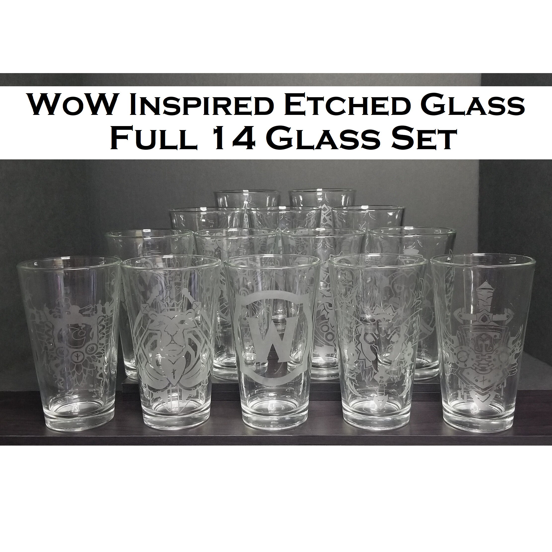 Full Set of 14 Class Crest Etched Pint Glasses of All the Playable ...