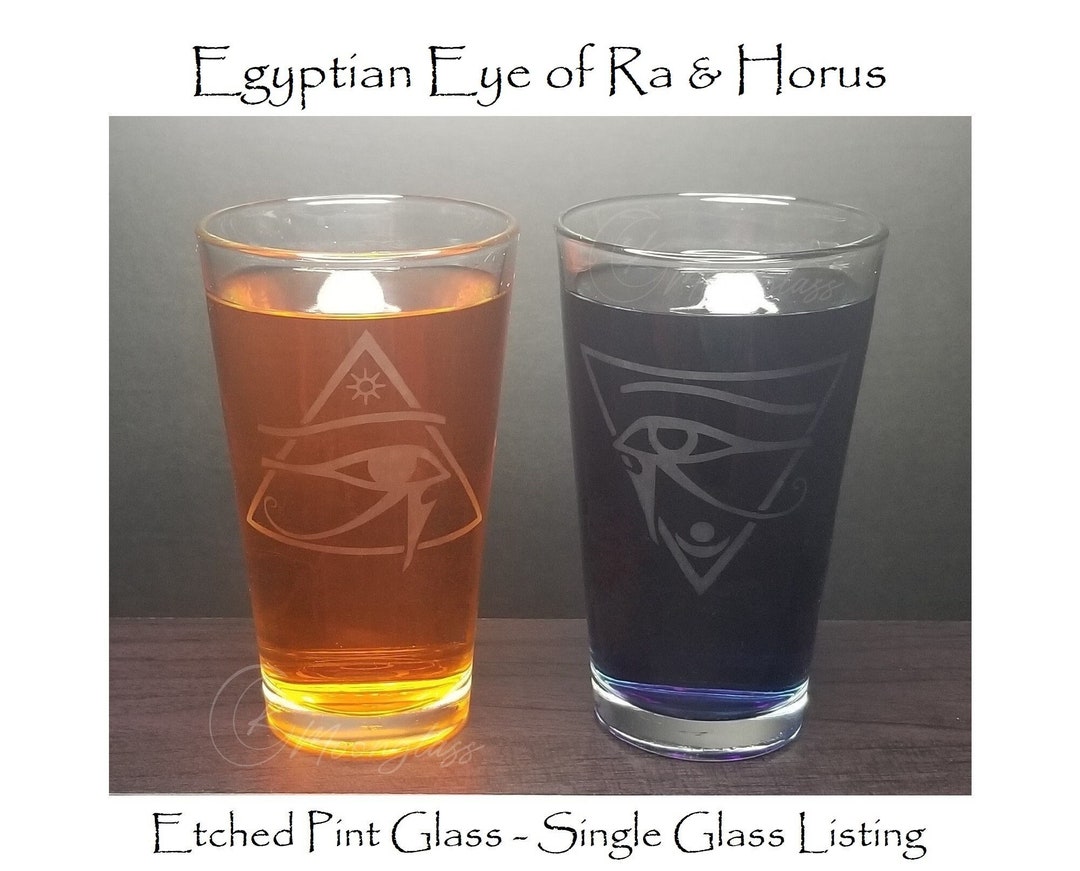 Egyptian Eye of Ra & Eye of Horus Inspired Etched Pint Glass - Single ...