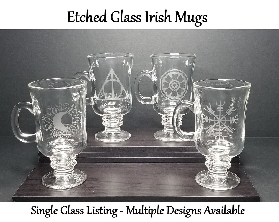 Etched Glass Irish Mug Fun and Cute Gift Idea Tons of Design Available ...