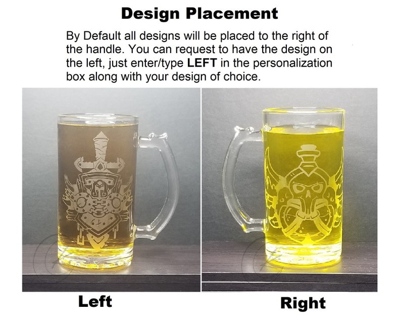 Class Crest Etched Mugs - Gift for Gamers - 13 Designs - 16oz Beer ...