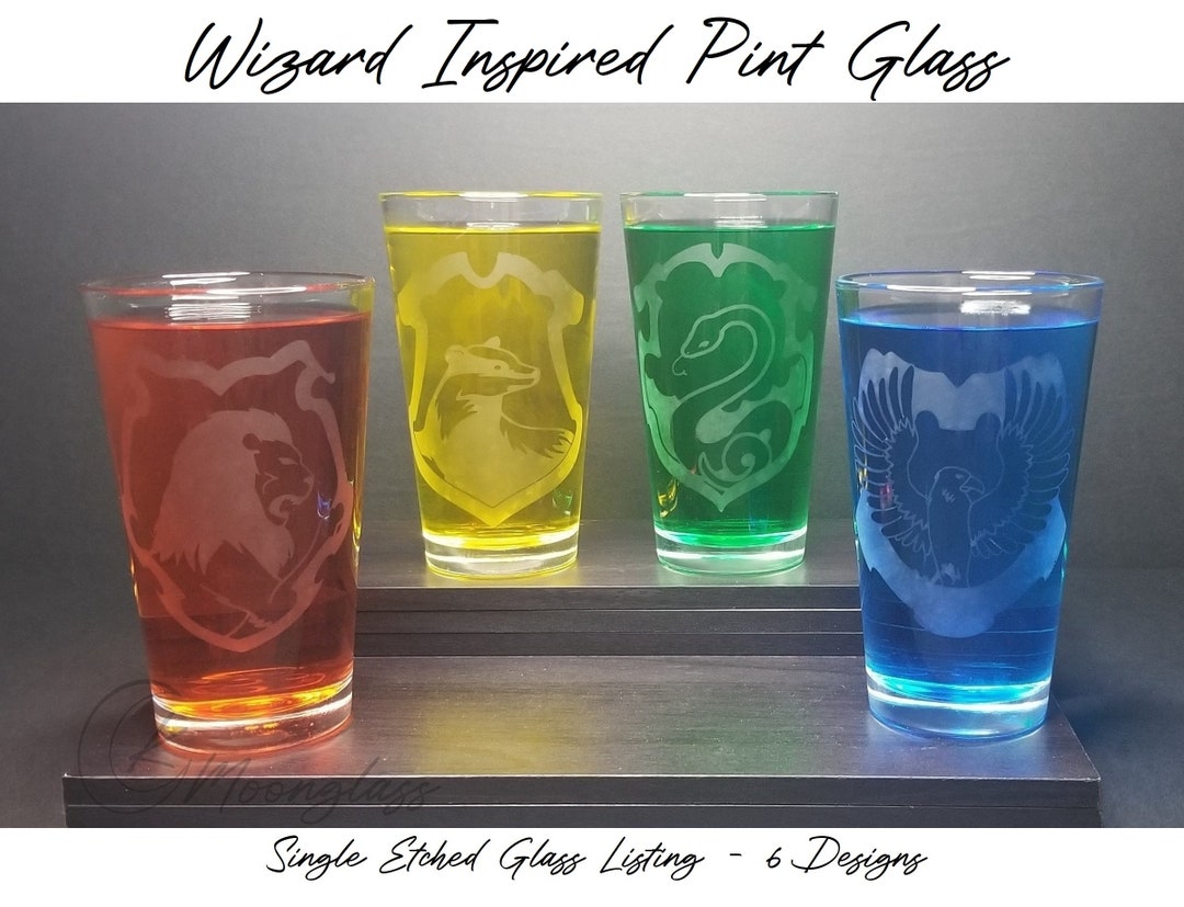 Wizard Inspired Etched Clear Pint Glass - 6 Designs Available - Gifts ...
