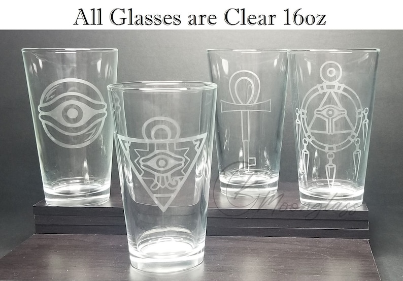 Millennium Object Etched Pint Glass - Single Clear Glass Listing -anime ...