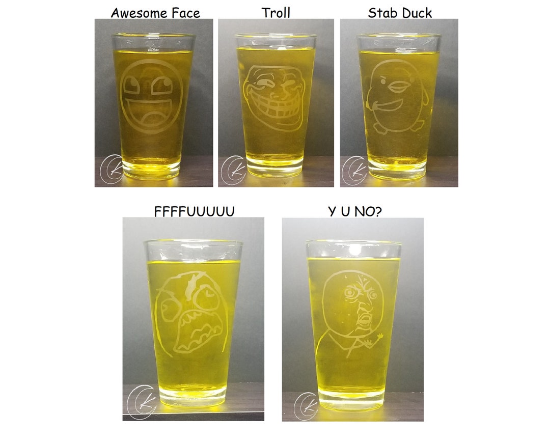 Meme Inspired Etched Pint Glass - 1 Single Glass Listing - 5 Designs ...