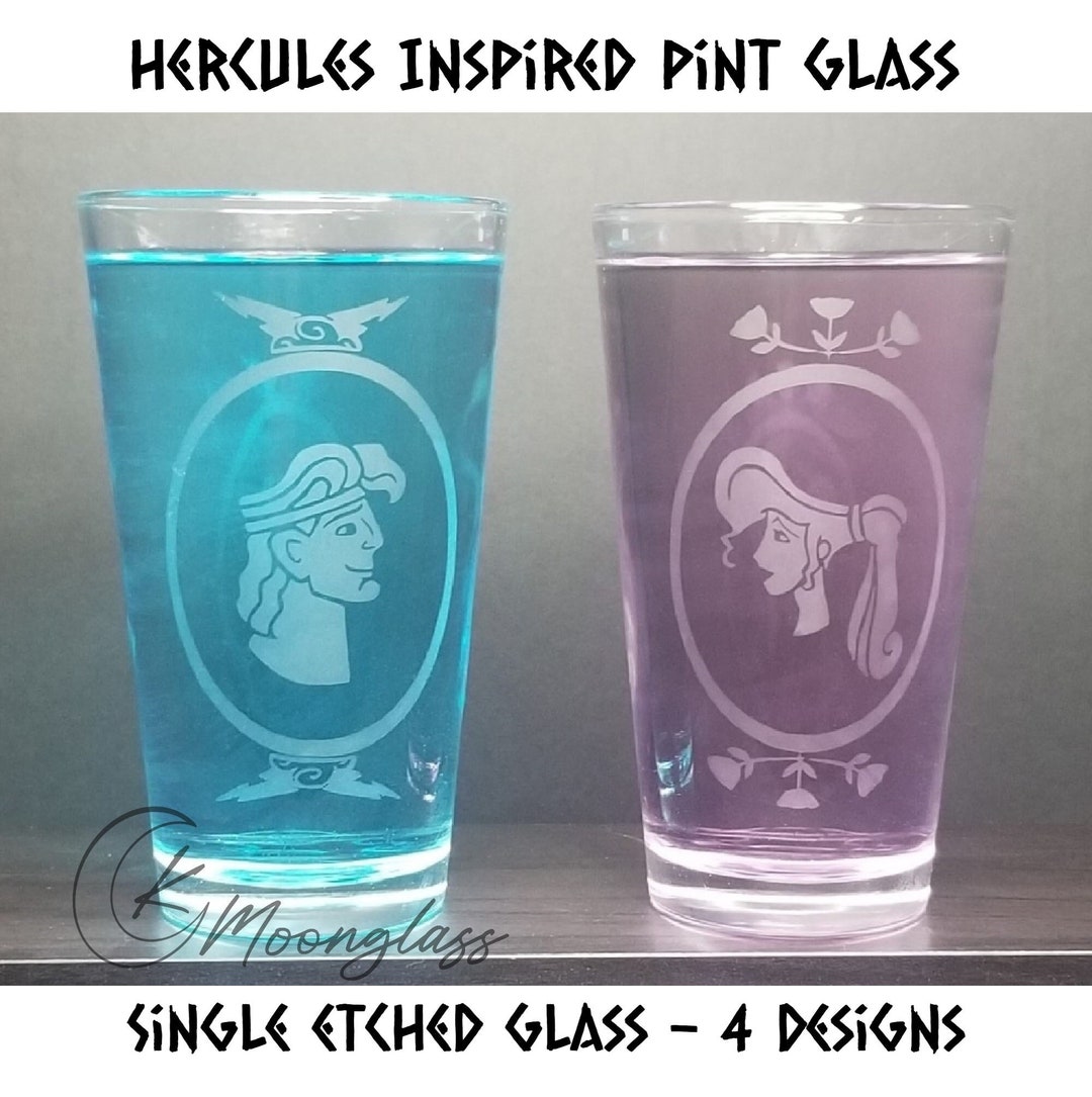 Hercules Etched Pint Glass - 4 Designs - Meg Hades Pegasus - Gift for ...