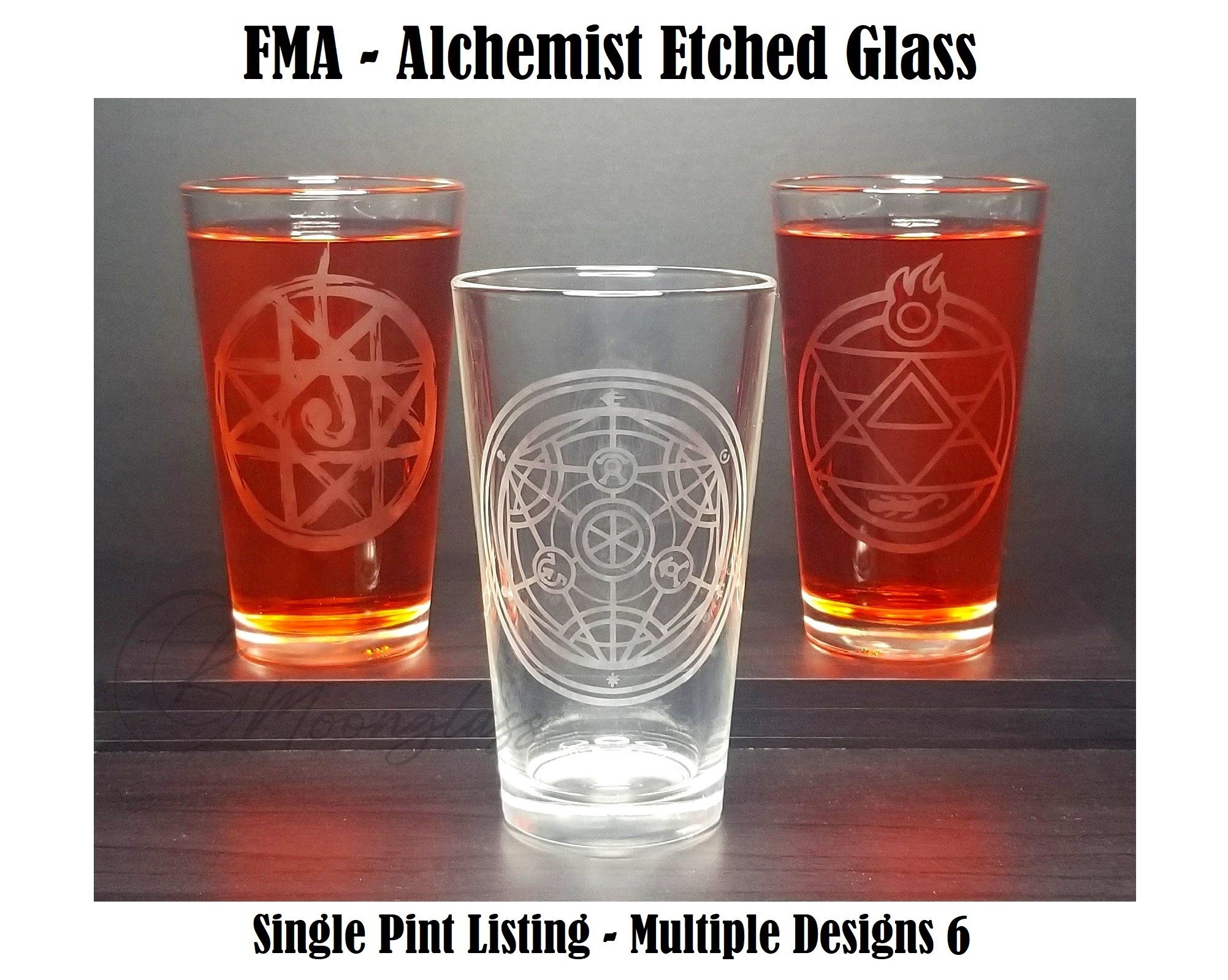 Anime Alchemist Sign Etched Pint Glasses Single Glass - Etsy