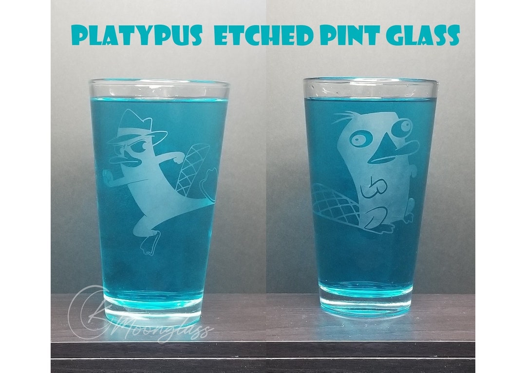 Platypus Derpy and Special Agent Inspired Etched Pint Glass - Single ...