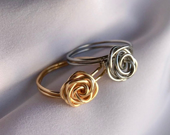 Wire Wrapped Rose Ring, Rose Ring, Silver Rose Ring, Gold Flower Ring ...
