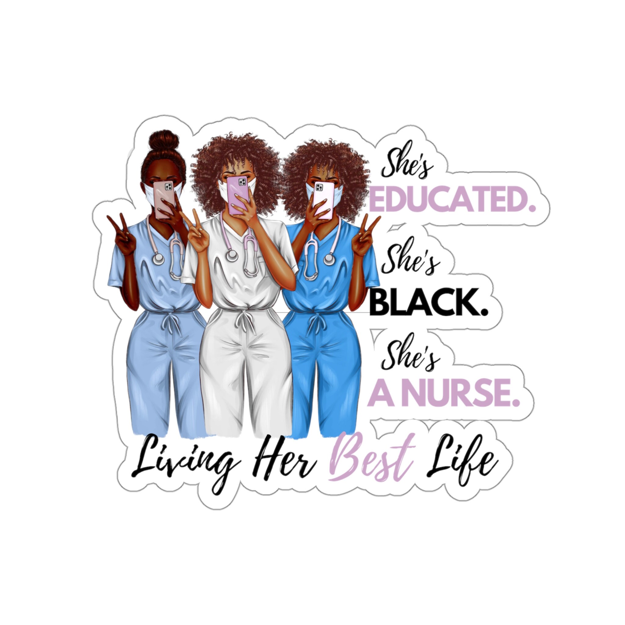 Black Nurse Sticker RN Nurse Sticker Water Bottle Computer Decor ...