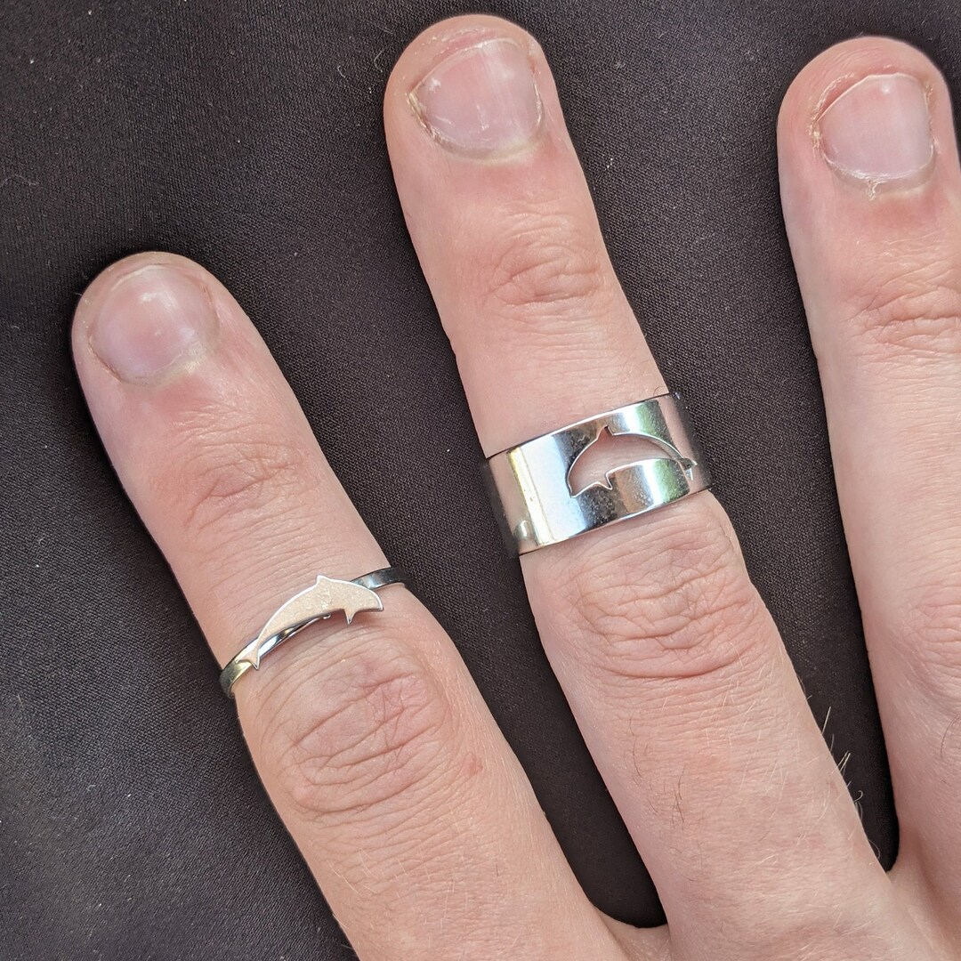 Couples Dolphin Silver Promise Ring 2pcs Fish Ring - Etsy