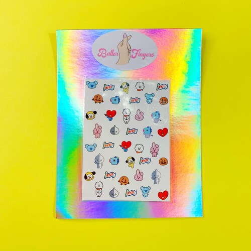 BTS BT21 BTS Waterslide Nail Decals BTS Nail Art Kpop Nail - Etsy