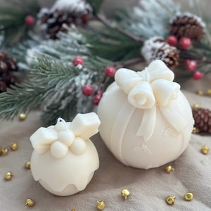 Embossed Christmas Ball Candle: Handmade Soy Wax Holiday Decor - Etsy