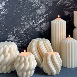 Twisted Ribbed Soy Wax Candle: Sculptural Geometric Decor - Etsy
