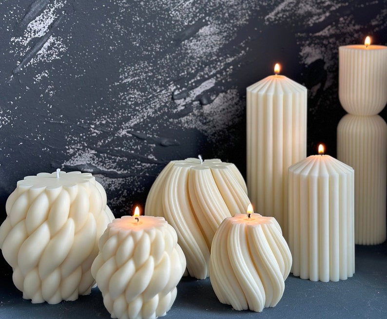 Twisted Ribbed Soy Wax Candle: Sculptural Geometric Decor - Etsy