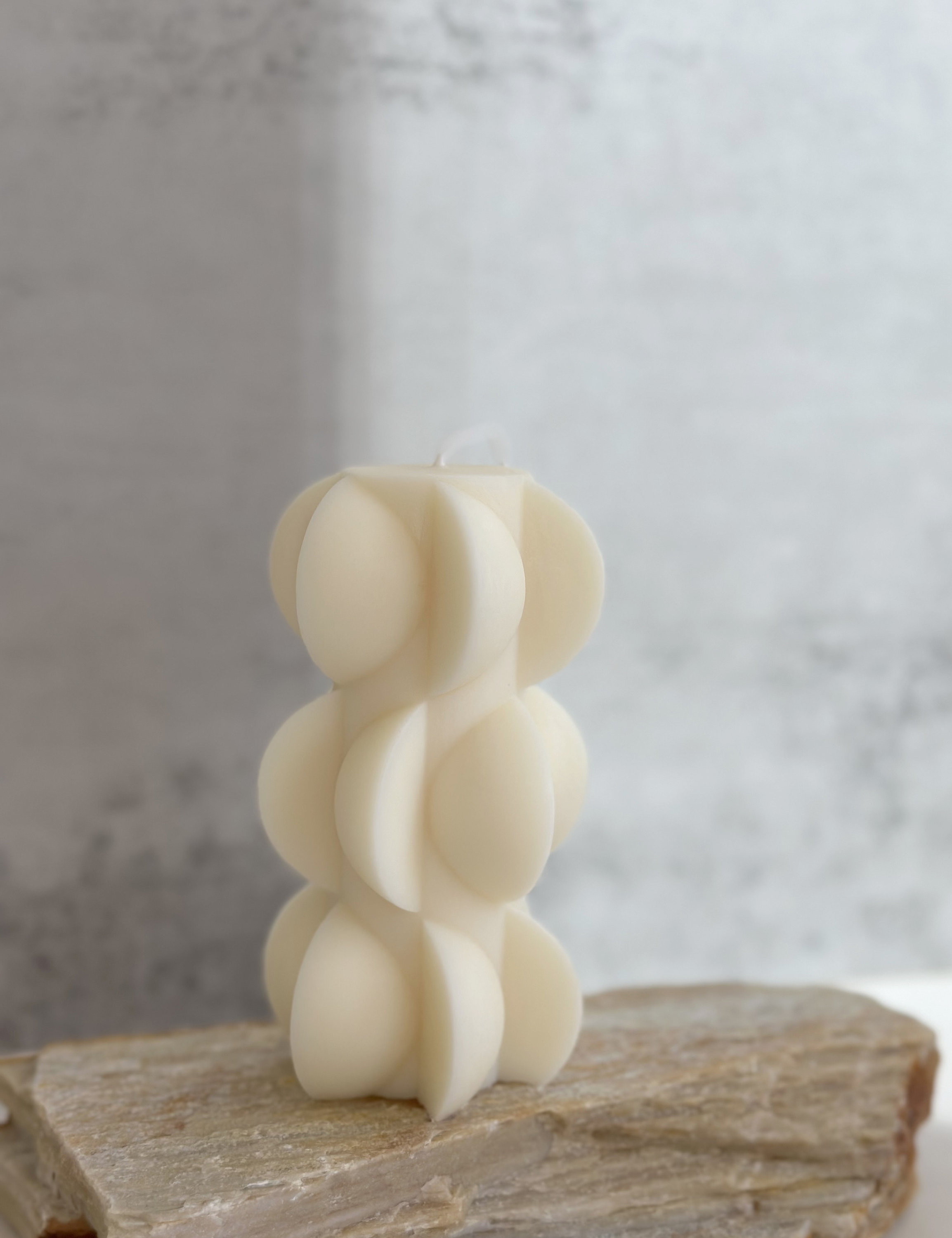 Undyed Wavy Soy Wax Candle: Modern Geometric Pillar - Etsy