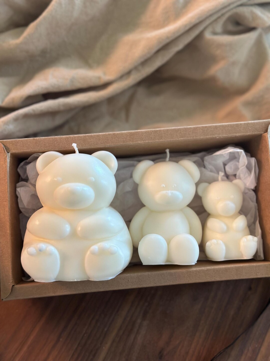 Set of 3 Bear Candles, Cute Bear Candle Set, Handmade Soy Wax ...