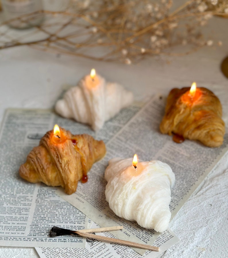 Croissant Candle: Unscented Soy Wax Food Candle - Etsy