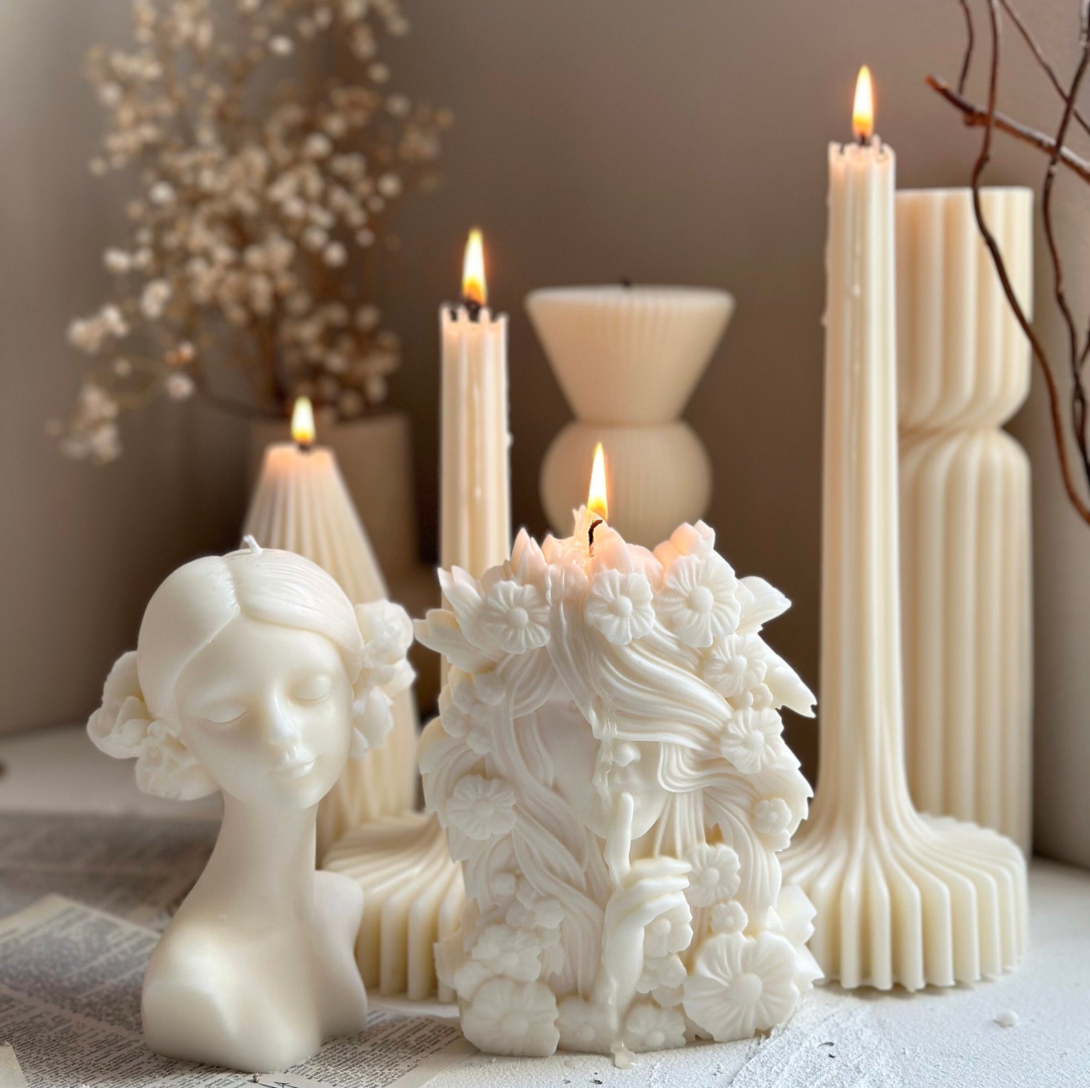 Flower Goddess Soy Candle: Sculptural Venus Candle, Home Decor - Etsy