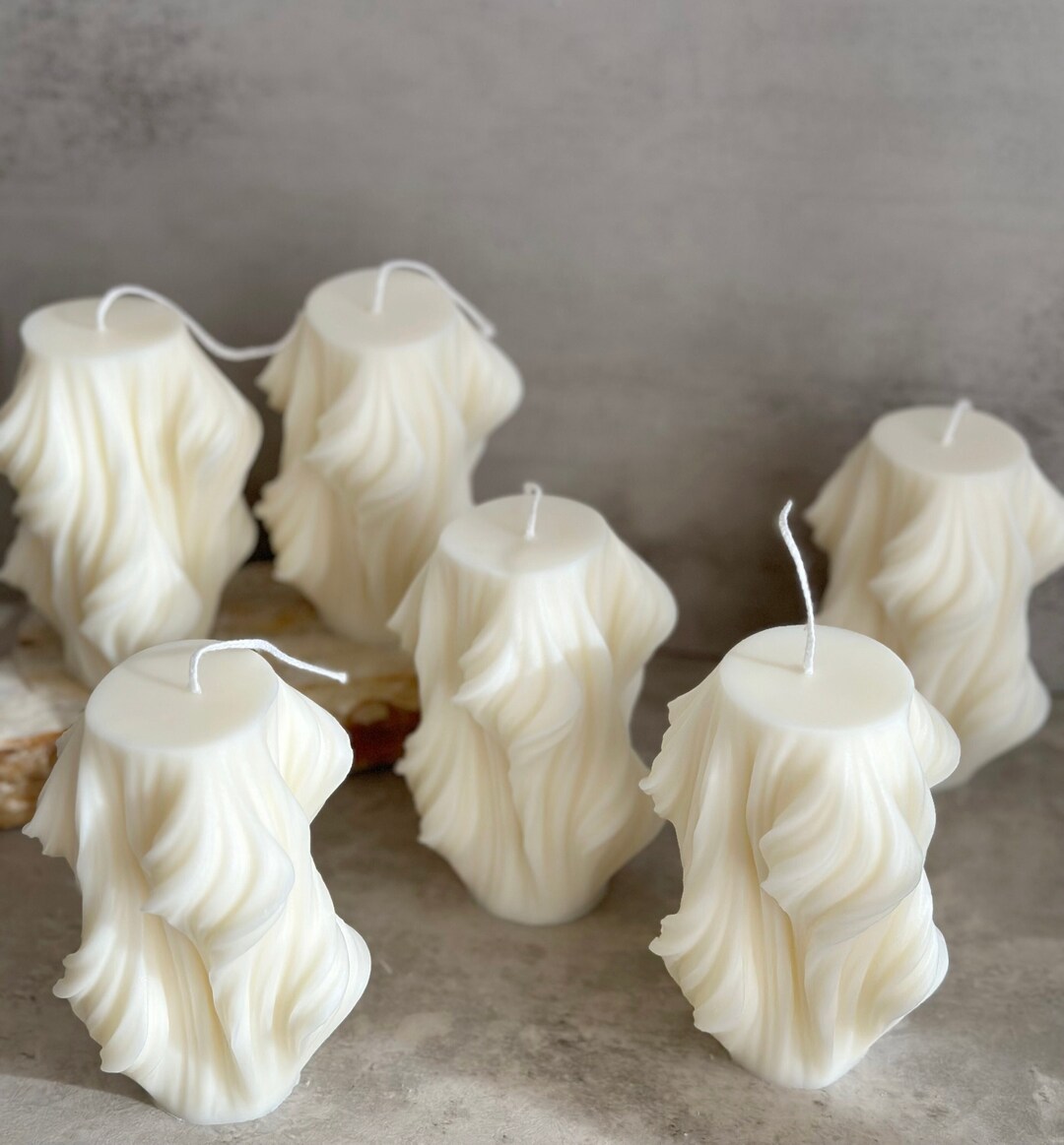 Waves Pillar Candle: Organic Soy Wax, Boho Home Decor - Etsy
