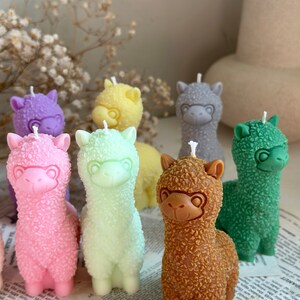 Pastel Alpaca Candle: Hand-poured Soy Wax, Home Decor - Etsy