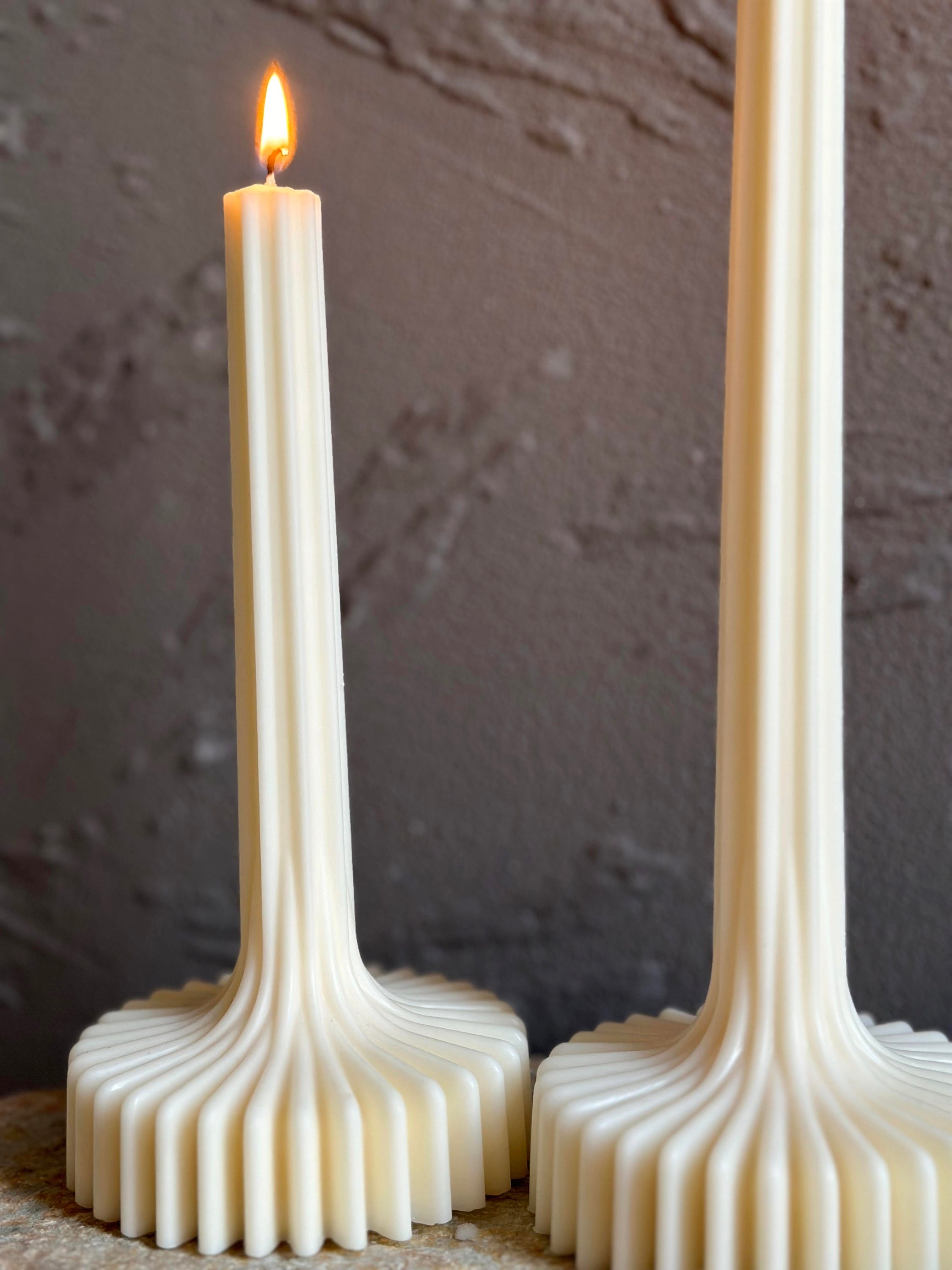 Tall Ribbed Pillar Candle: Undyed Soy Wax, Modern Geometric Decor - Etsy