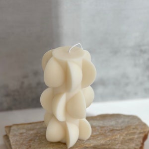 Undyed Wavy Soy Wax Candle: Modern Geometric Pillar - Etsy