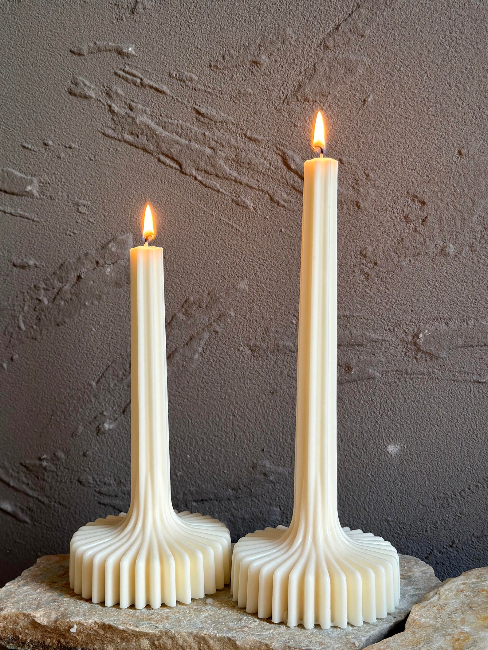 Tall Ribbed Pillar Candle: Undyed Soy Wax, Modern Geometric Decor - Etsy UK
