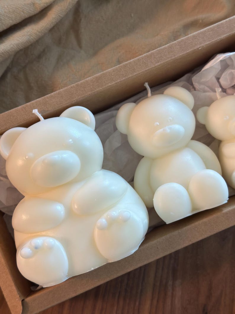 Set of 3 Bear Candles, Cute Bear Candle Set, Handmade Soy Wax ...