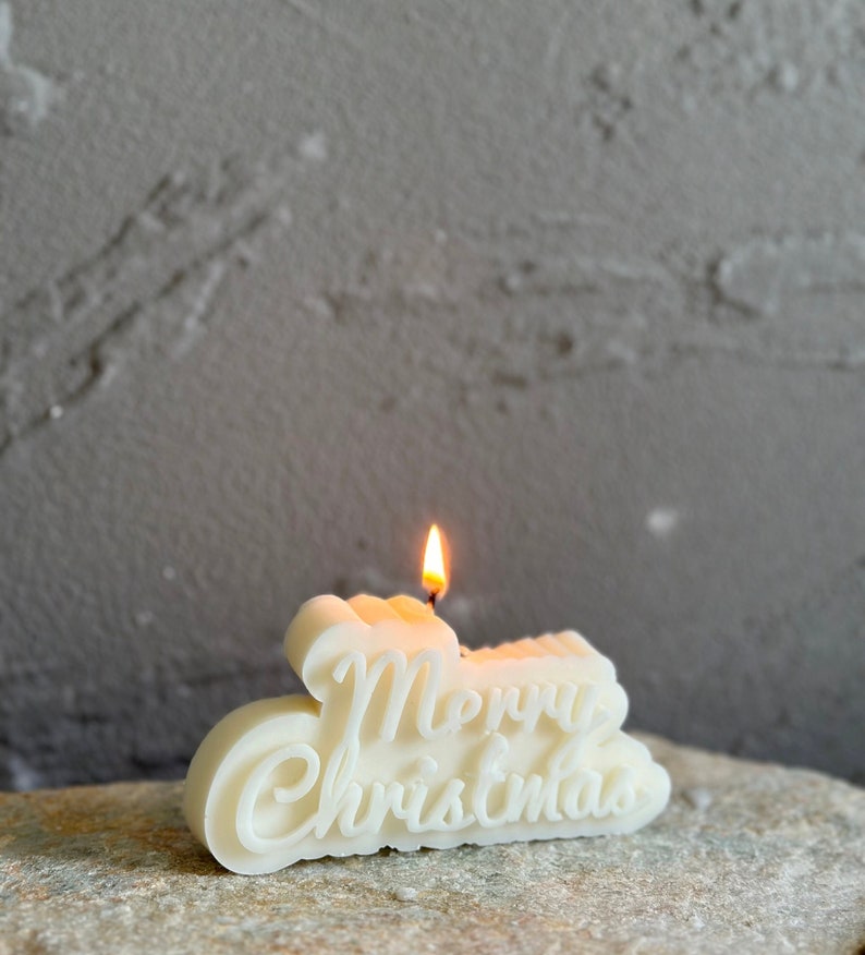 Undyed Merry Christmas Candle: Hand-poured Soy Wax - Etsy