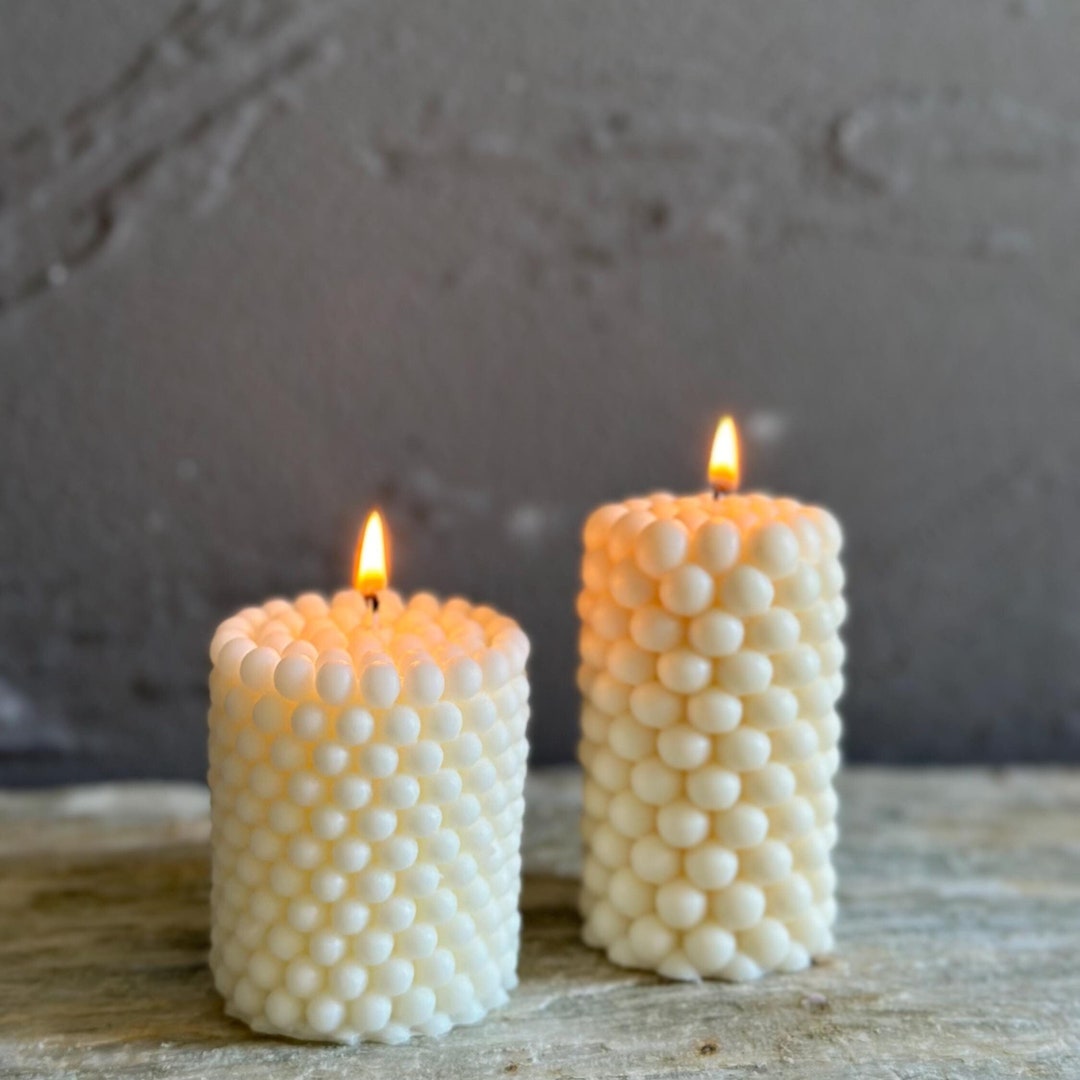 Bubble Cylinder Candle: Natural Soy Wax Pillar Candle - Etsy