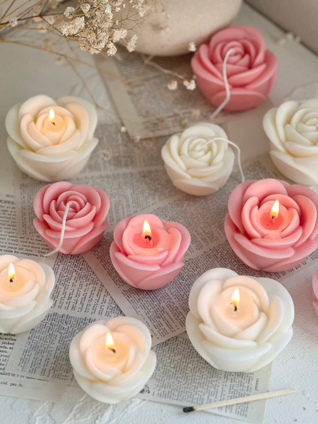 Soy Wax Rose Candle: Blooming Flower Candle, Home Decor - Etsy