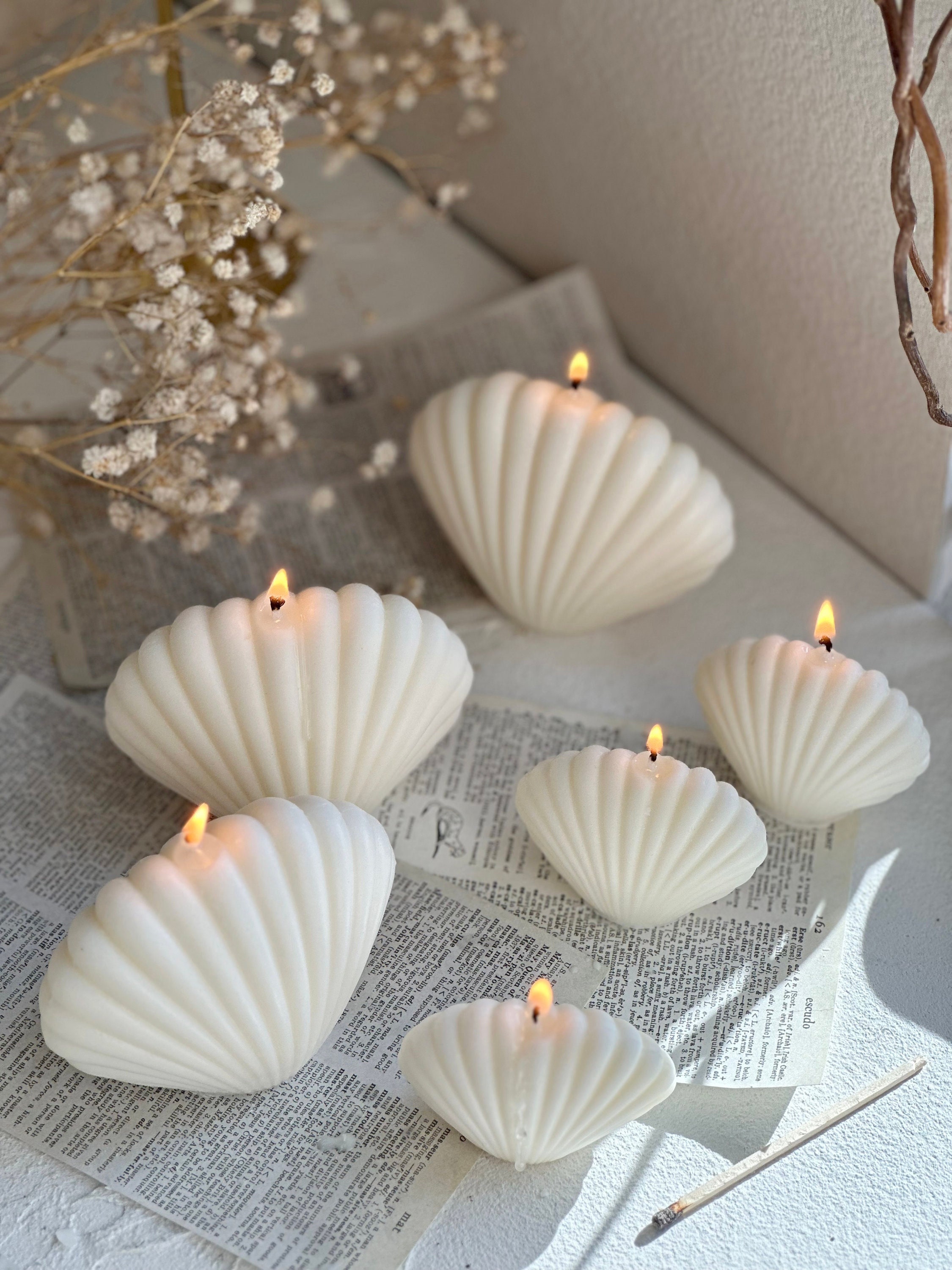 Sea Shell Candle: Undyed Soy Wax Clamshell Candle - Etsy