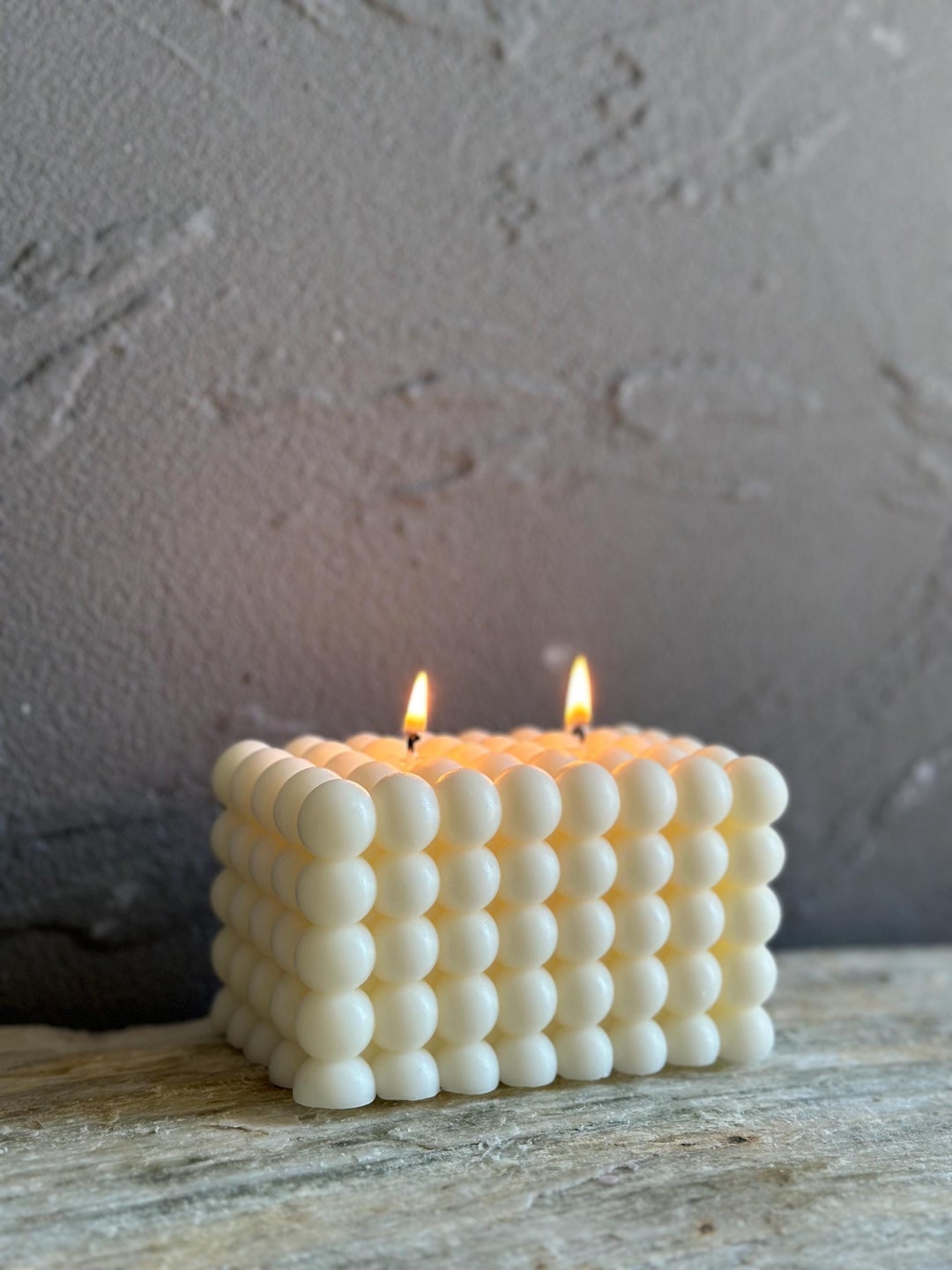 Bubble Cube Candle: Undyed Organic Soy Wax, Modern Home Decor - Etsy
