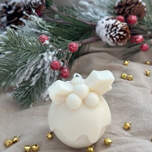 Embossed Christmas Ball Candle: Handmade Soy Wax Holiday Decor - Etsy