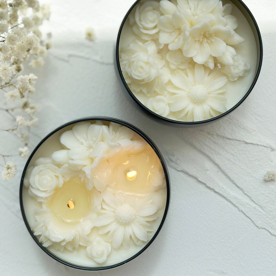 Floral Candles, Rose Floral Candles, Wildflowers Botanical Candle, 8oz ...