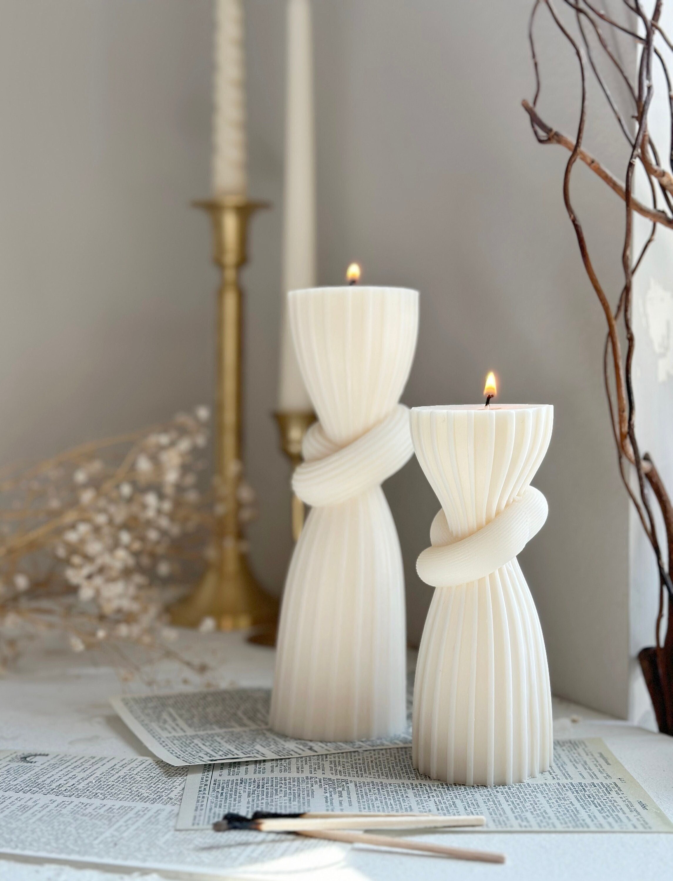 Tall Ribbed Knot Candle: Modern Sculptural Home Decor - Etsy